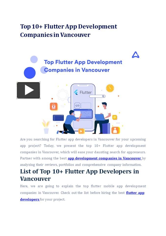 Top 10+ Flutter App Development Companies in Vancouver presentation | free to download