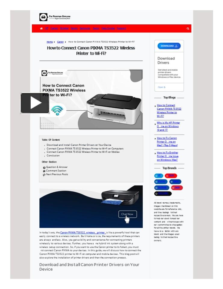 PPT – How to Connect Canon PIXMA TS3522 Wireless Printer to Wi-Fi PowerPoint presentation | free ...