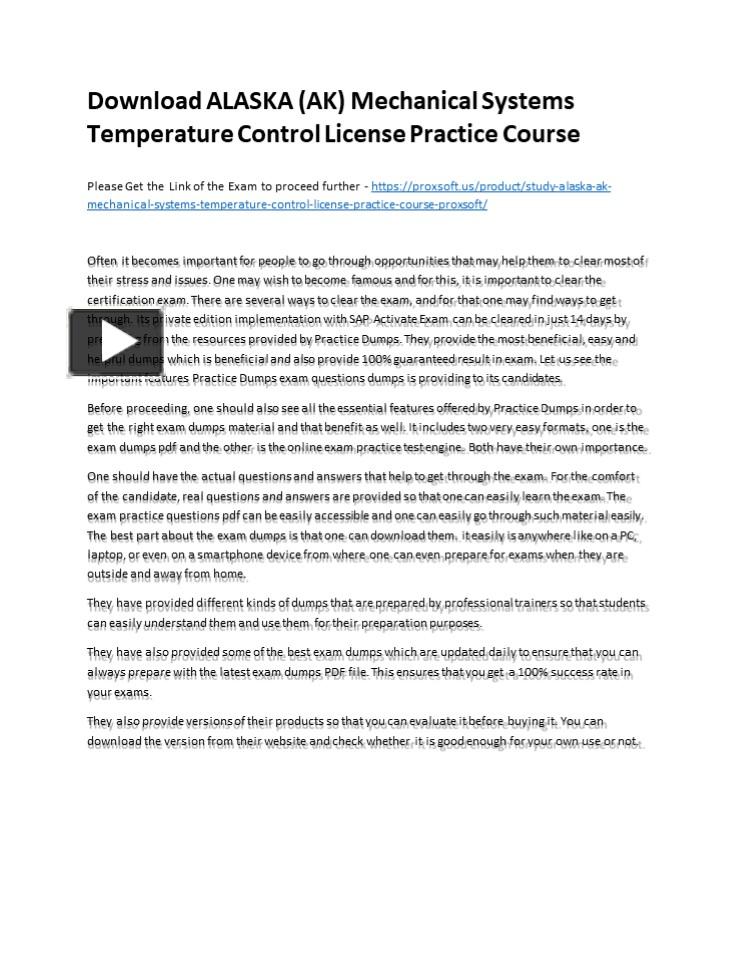 PPT – Download ALASKA (AK) Mechanical Systems Temperature Control License Practice Course ...