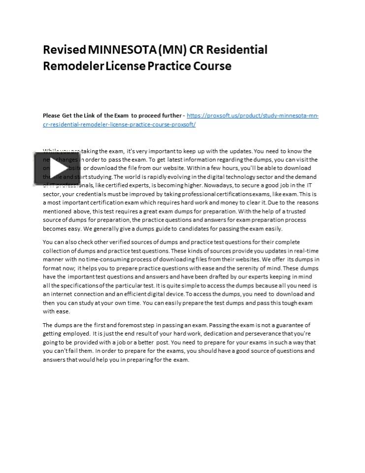 PPT – Revised MINNESOTA (MN) CR Residential Remodeler License Practice Course PowerPoint ...