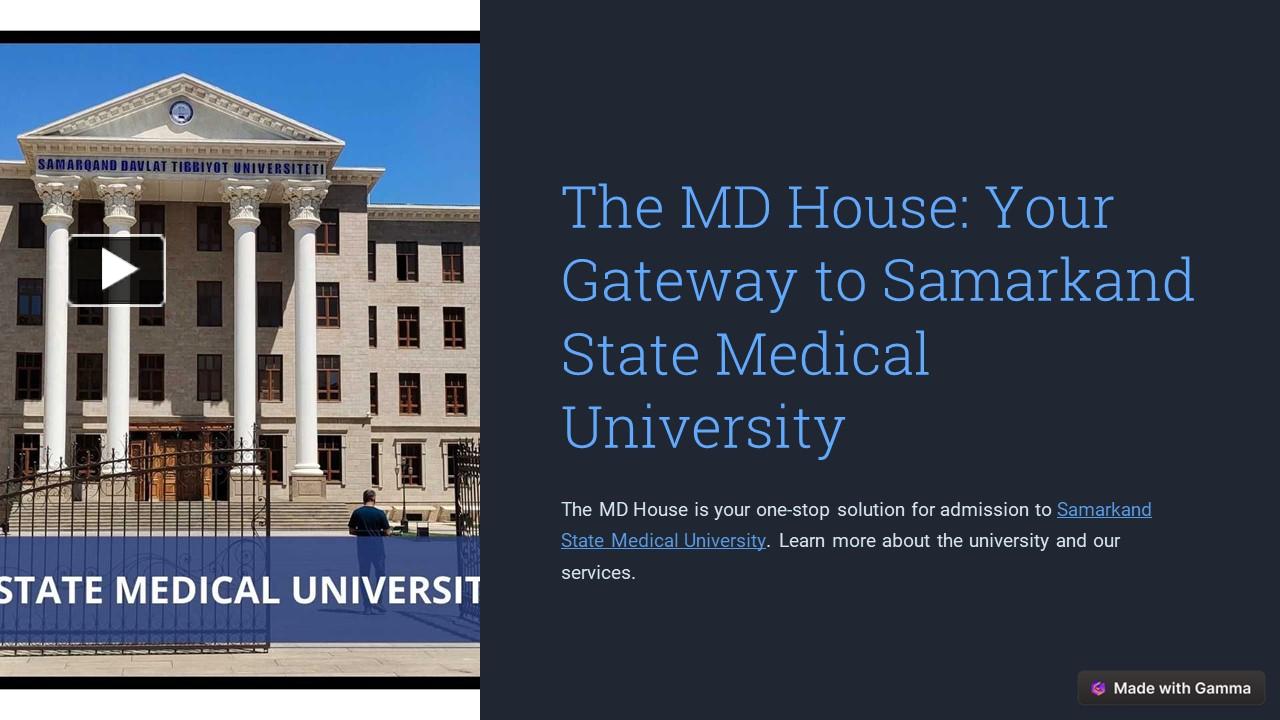 PPT – The MD House: Your Gateway to Samarkand State Medical University PowerPoint presentation ...