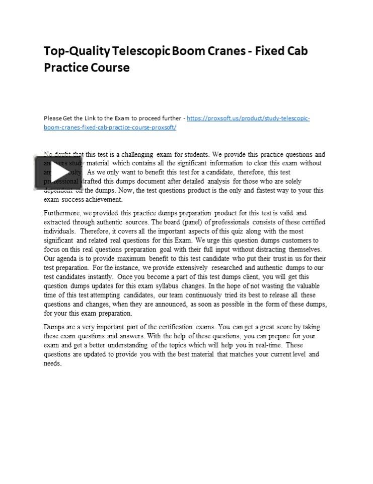 Top-Quality Telescopic Boom Cranes - Fixed Cab Practice Course presentation | free to download