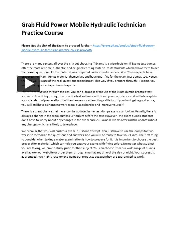 PPT – Grab Fluid Power Mobile Hydraulic Technician Practice Course PowerPoint presentation ...