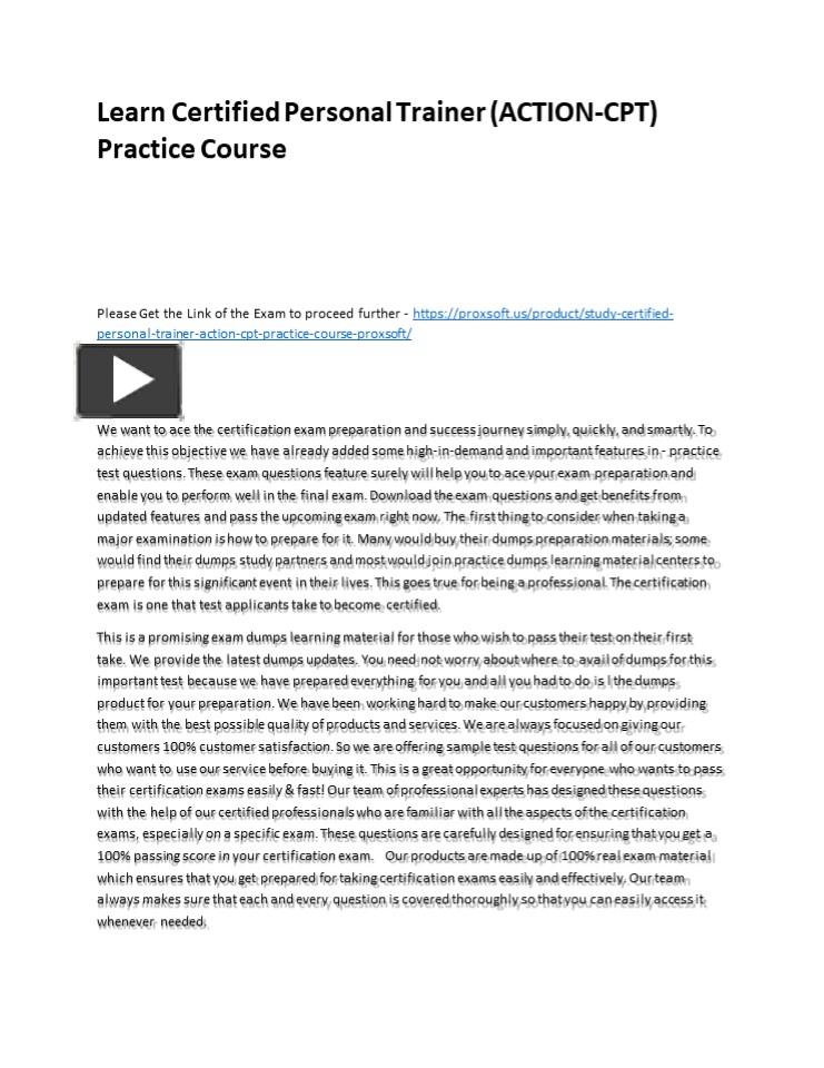 PPT – Learn Certified Personal Trainer (ACTION-CPT) Practice Course PowerPoint presentation ...