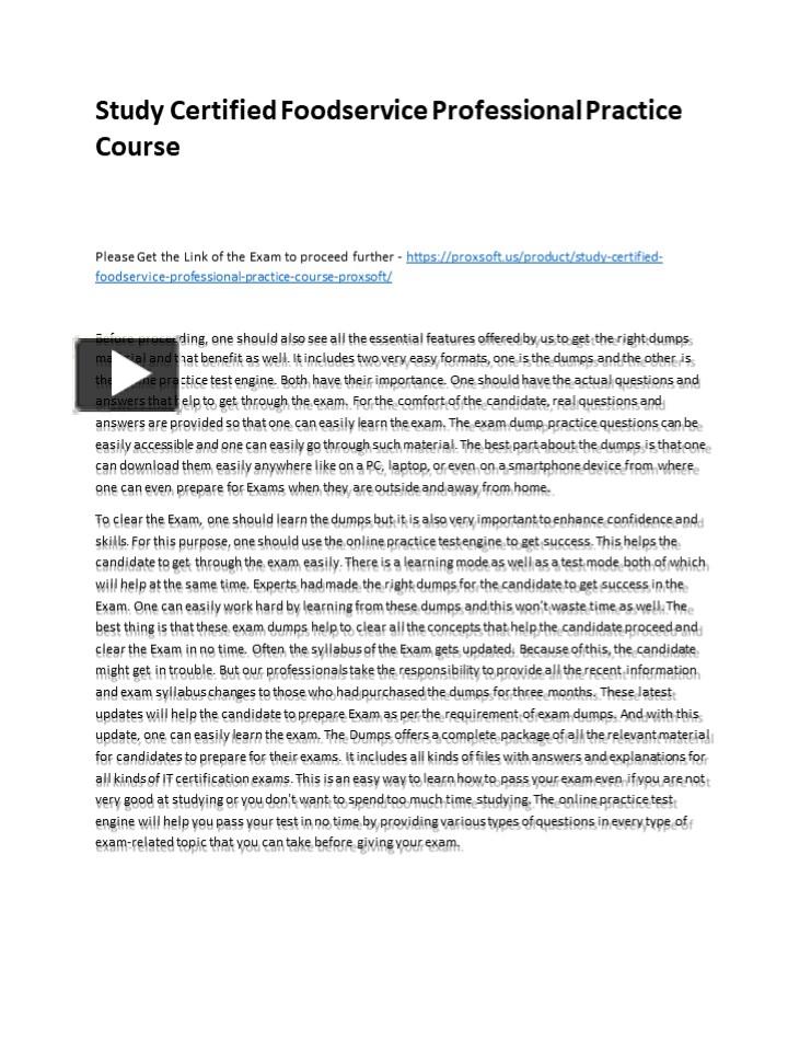 PPT – Study Certified Foodservice Professional Practice Course PowerPoint presentation | free to ...