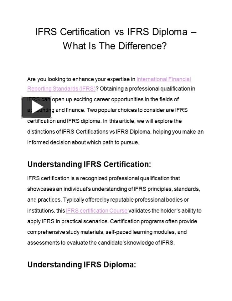 IFRS Certification Vs IFRS Diploma - What Is The Difference? presentation | free to download