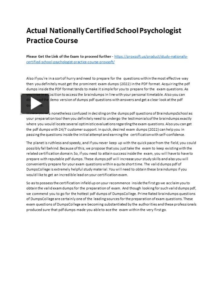 PPT – Actual Nationally Certified School Psychologist Practice Course ...