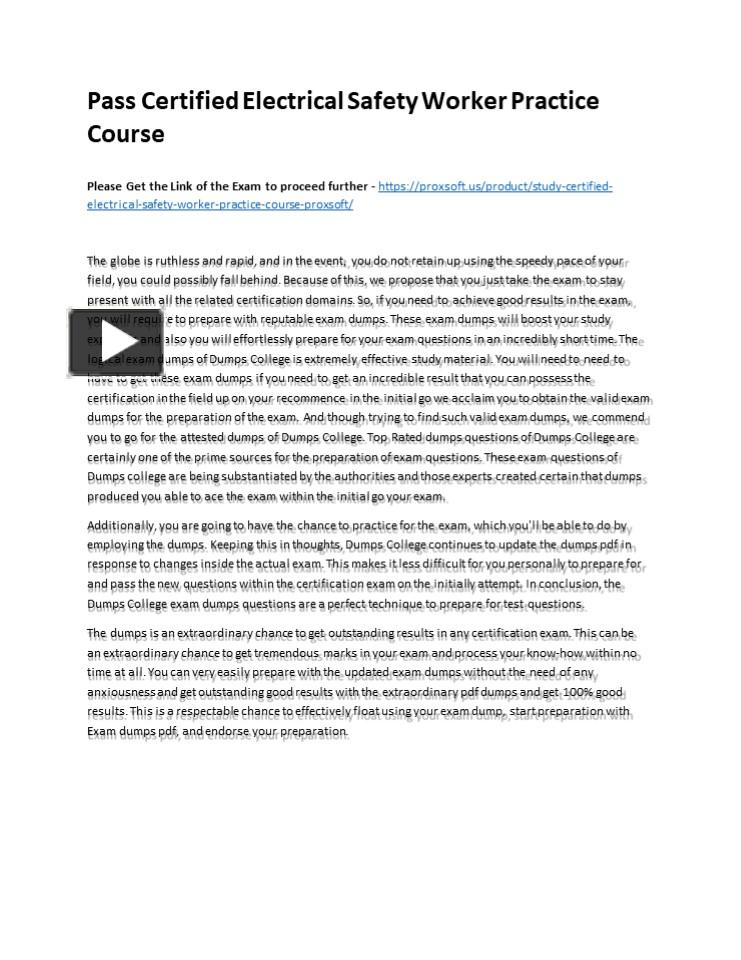Pass Certified Electrical Safety Worker Practice Course presentation | free to download