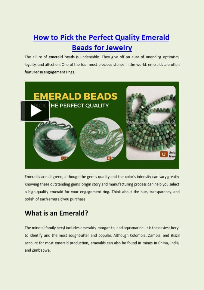 PPT – How to Pick the Perfect Quality Emerald Beads for Jewelry? PowerPoint presentation | free ...