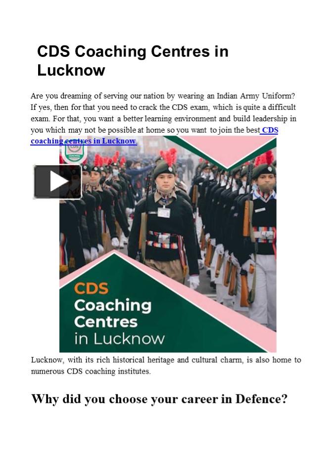 PPT – CDS Coaching Centres in Lucknow PowerPoint presentation | free to download - id: 97bd5c-NGU3Y