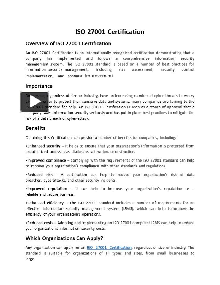 PPT – iso 27001 certification PowerPoint presentation | free to download - id: 97befe-Y2VjM