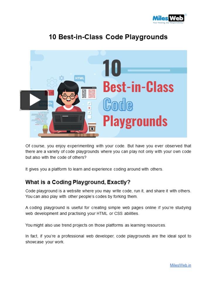 PPT – 10 Best-in-Class Code Playgrounds PowerPoint presentation | free to download - id: 97bf05 ...