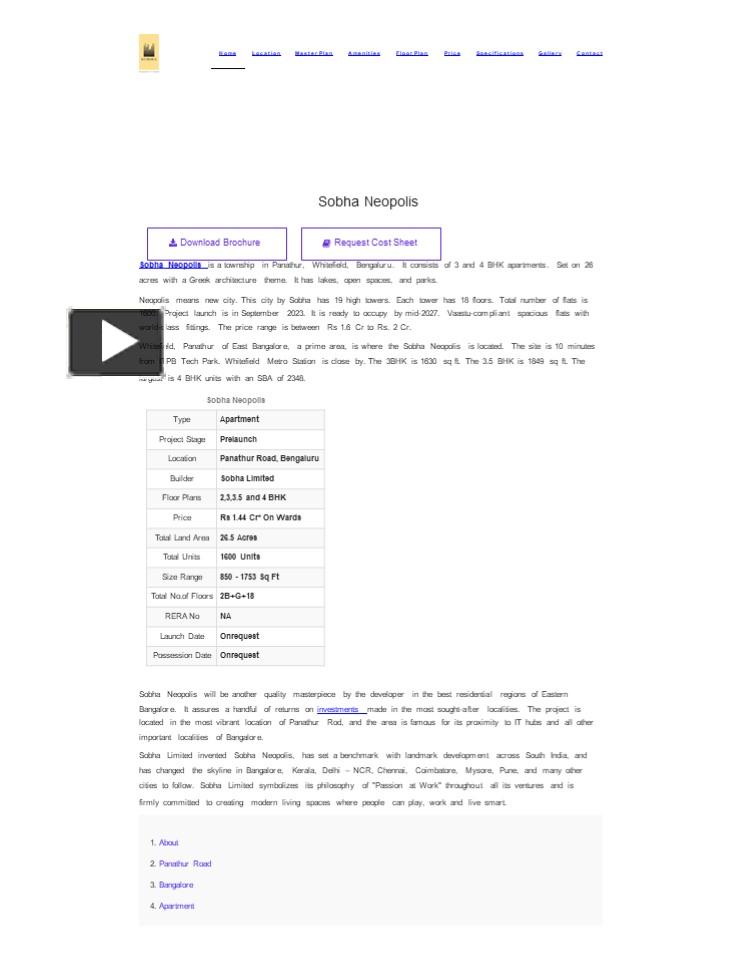 Sobha Neopolis presentation | free to download