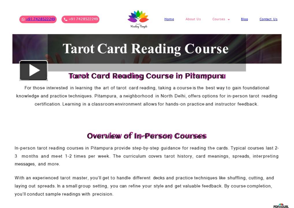 Tarot Card Reading Course in Pitampura presentation | free to download