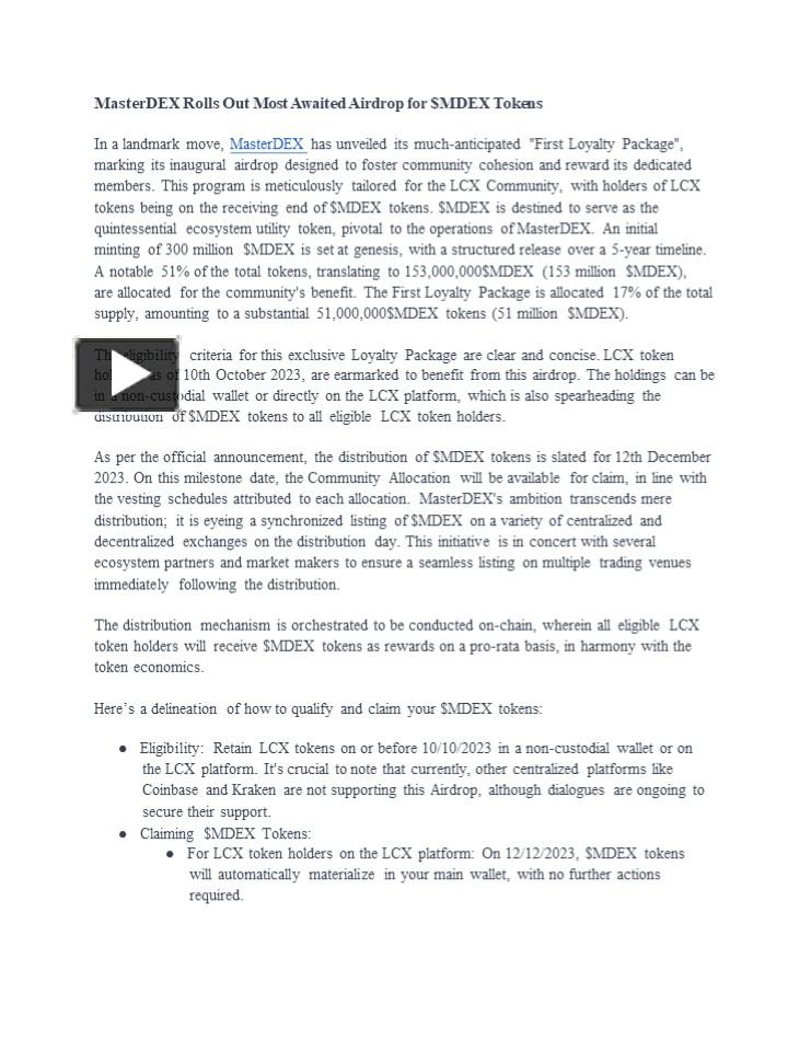 PPT – MasterDEX Rolls Out Most Awaited Airdrop for $MDEX Tokens PowerPoint presentation | free ...