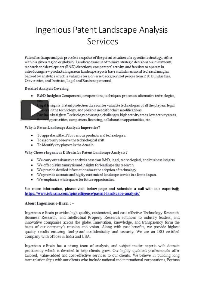 PPT – Ingenious Patent Landscape Analysis Services PowerPoint presentation | free to download ...