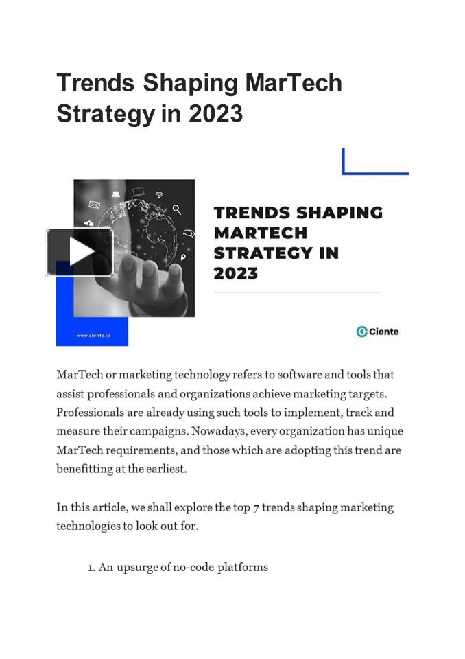 PPT – Trends Shaping MarTech Strategy in 2023 PowerPoint presentation | free to download - id ...