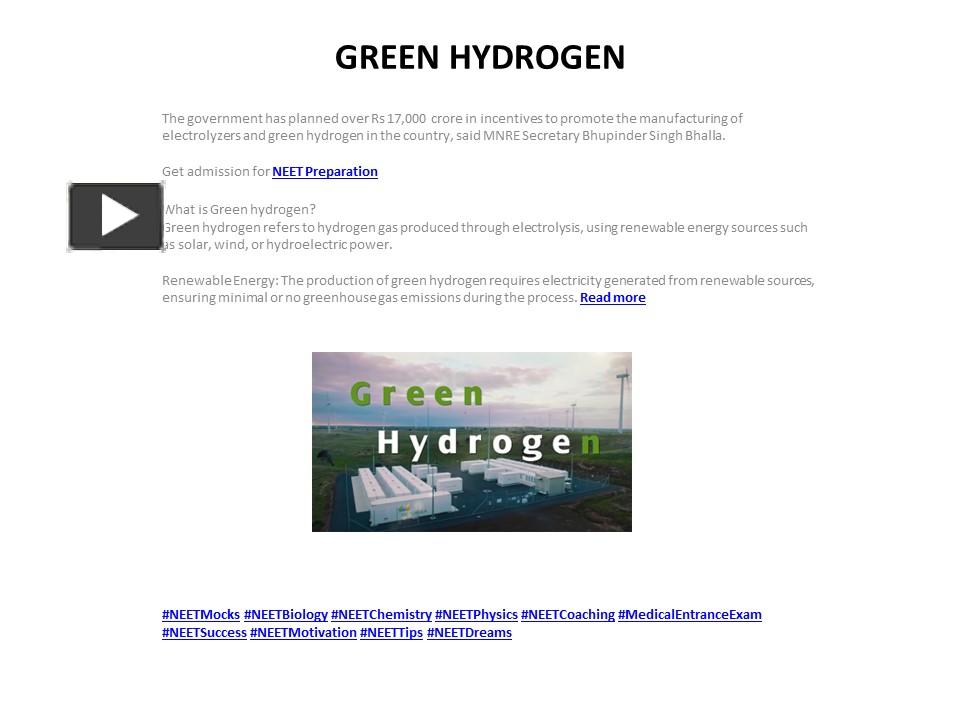 GREEN HYDROGEN presentation | free to download