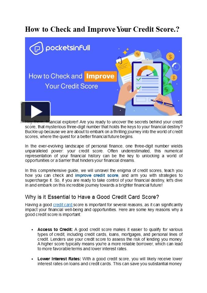 How to Check and Improve Your Credit Score. presentation | free to download
