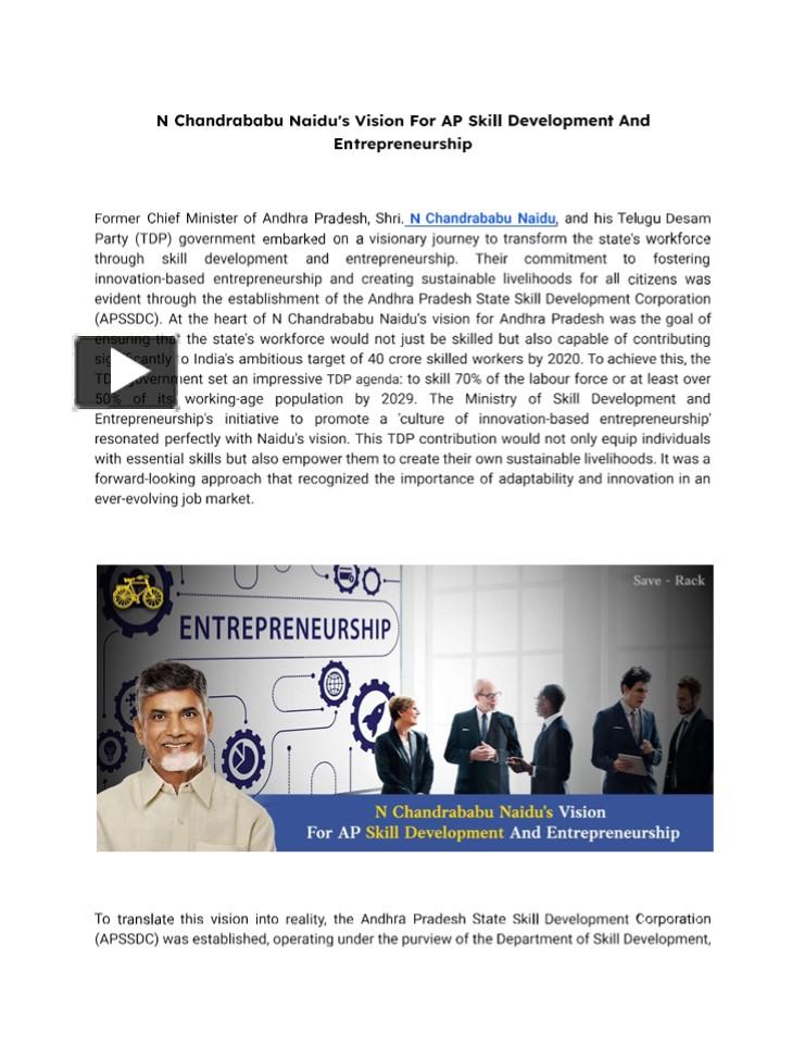 PPT – N Chandrababu Naidu's Vision For AP Skill Development And Entrepreneurship PowerPoint ...