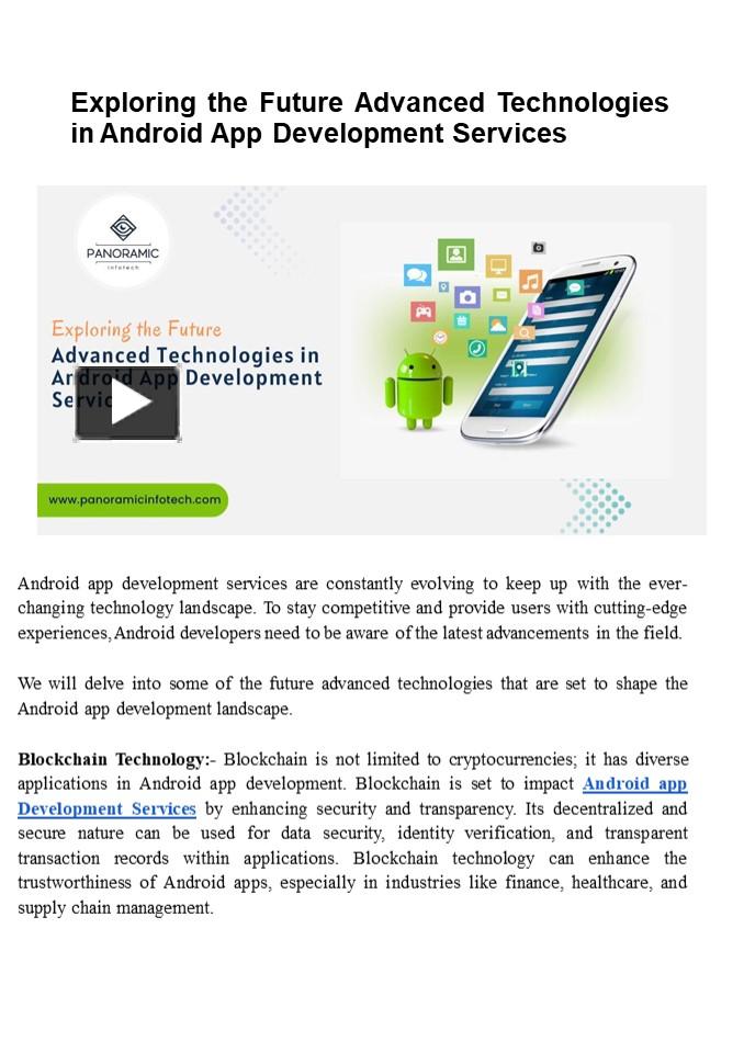 Android App Development | Panoramic Infotech presentation | free to download