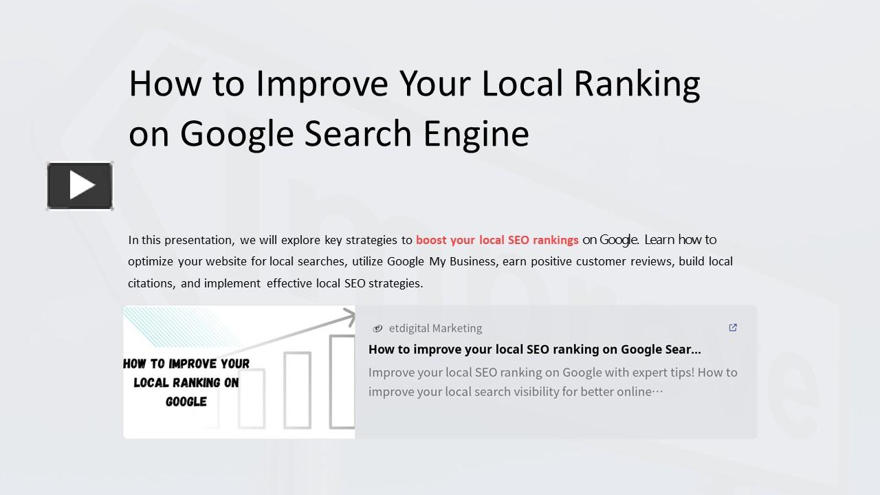 PPT – How to improve your local ranking on Google Search Engine PowerPoint presentation | free ...