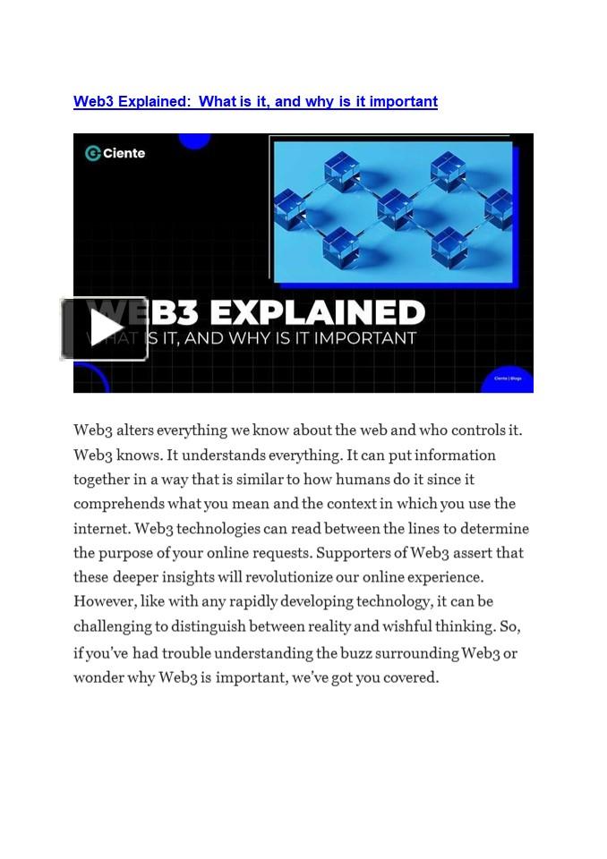 Web3 Explained: What is it, and why is it important presentation | free to download