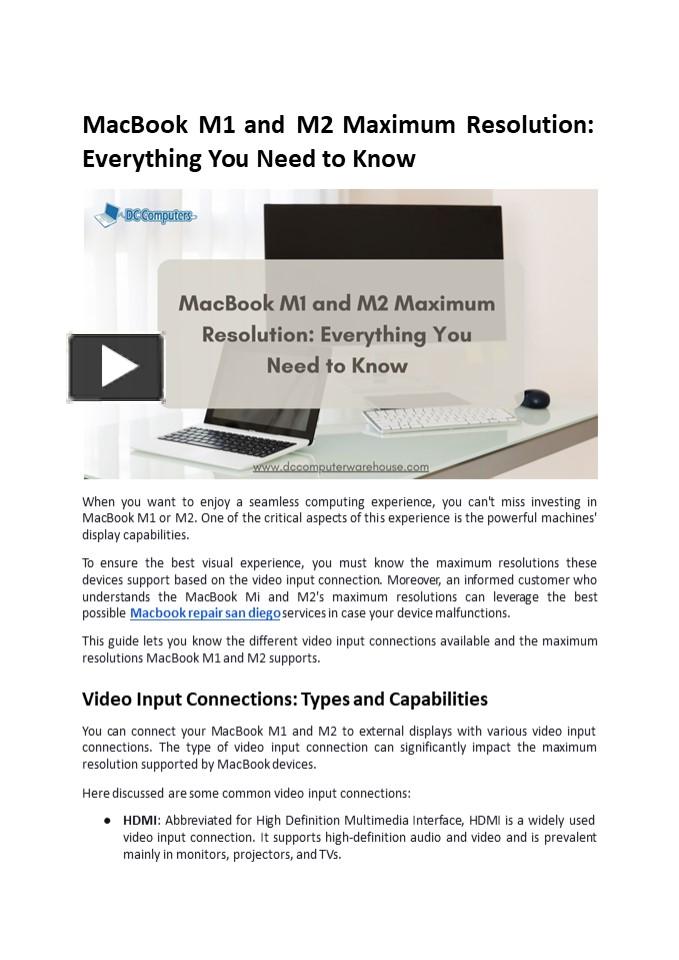 MacBook M1 and M2 Maximum Resolution: Everything You Need to Know presentation | free to download