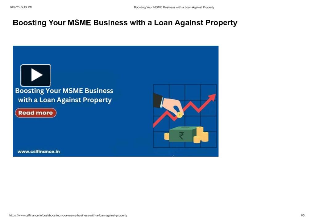 PPT – Your MSME Business with a Loan Against Property | CSL Finance (1) PowerPoint presentation ...