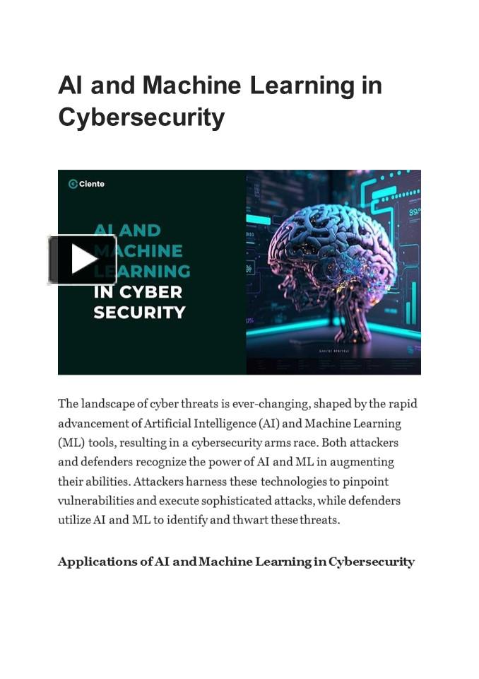 AI and Machine Learning in Cybersecurity presentation | free to download