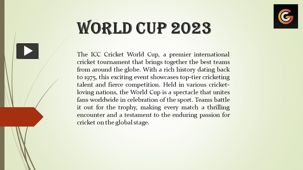 PPT – World Cup 2023 PowerPoint presentation | free to download - id: 97cc89-ZTRkZ