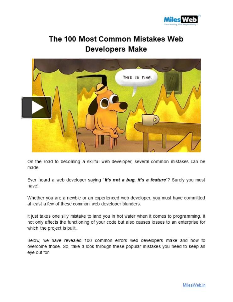 Ppt The 100 Most Common Mistakes Web Developers Make Powerpoint