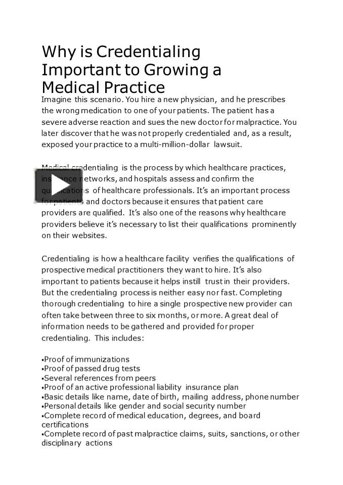 Why is Credentialing Important to Growing a Medical Practice ...