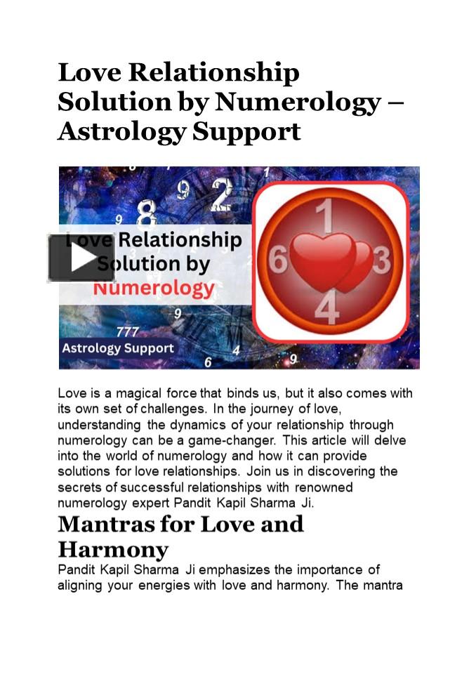 Love Relationship Solution by Numerology - Astrology Support presentation | free to download