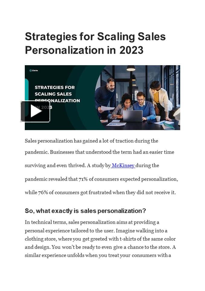 PPT – Strategies for Scaling Sales Personalization in 2023 PowerPoint presentation | free to ...
