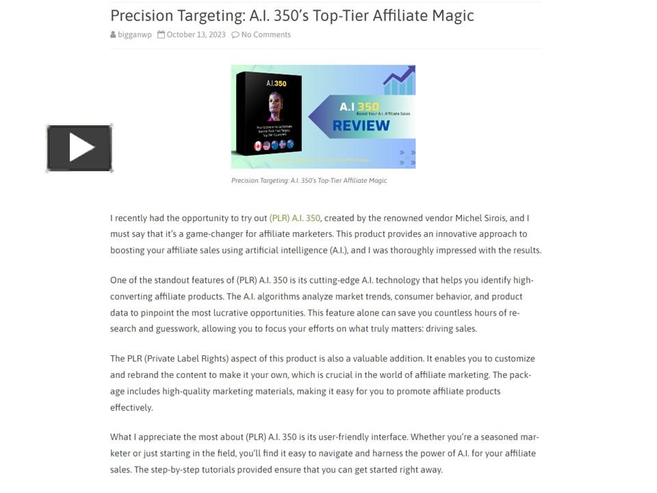 Precision Targeting: A.I. 350's Top-Tier Affiliate Magic presentation | free to download