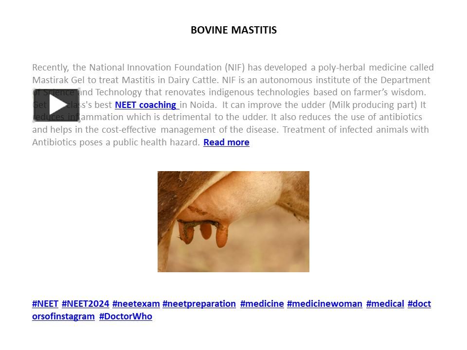 BOVINE MASTITIS presentation | free to download