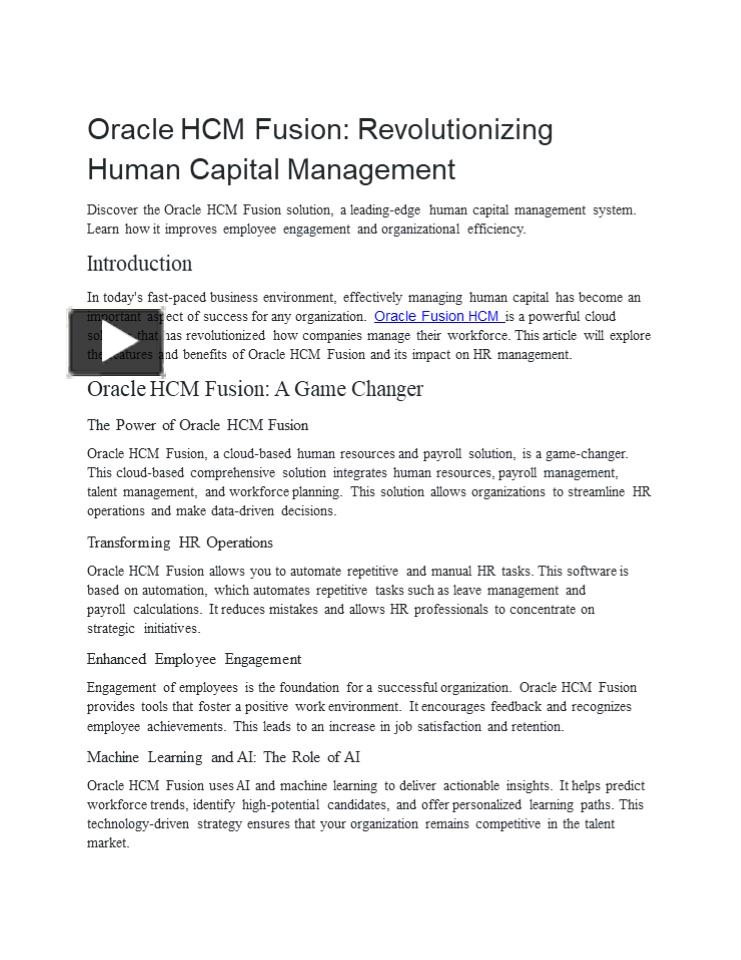 PPT – Oracle HCM Fusion: Revolutionizing Human Capital Management PowerPoint presentation | free ...