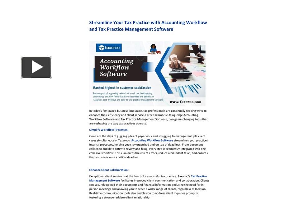 PPT – Streamline Your Tax Practice with Accounting Workflow and Tax Practice Management Software ...