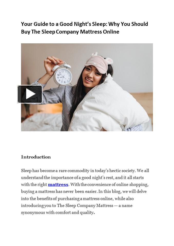 PPT – Your Guide to a Good Night’s Sleep: Why You Should Buy The Sleep Company Mattress Online ...