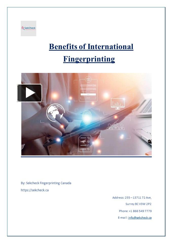 PPT – Benefits of International Fingerprinting PowerPoint presentation | free to download - id ...
