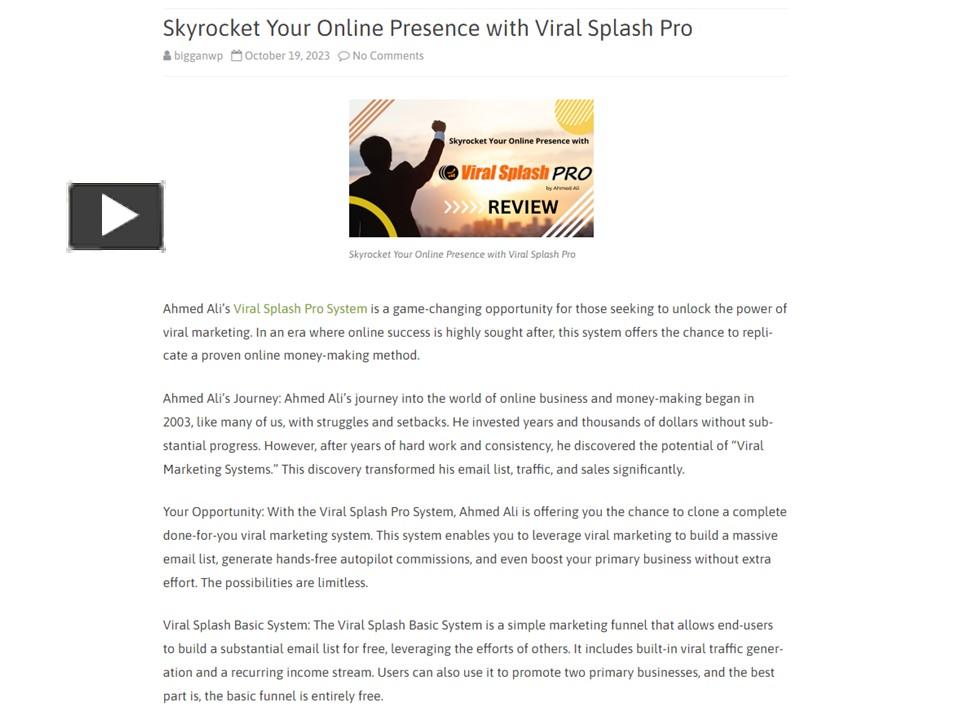 PPT – Skyrocket Your Online Presence with Viral Splash Pro PowerPoint presentation | free to ...