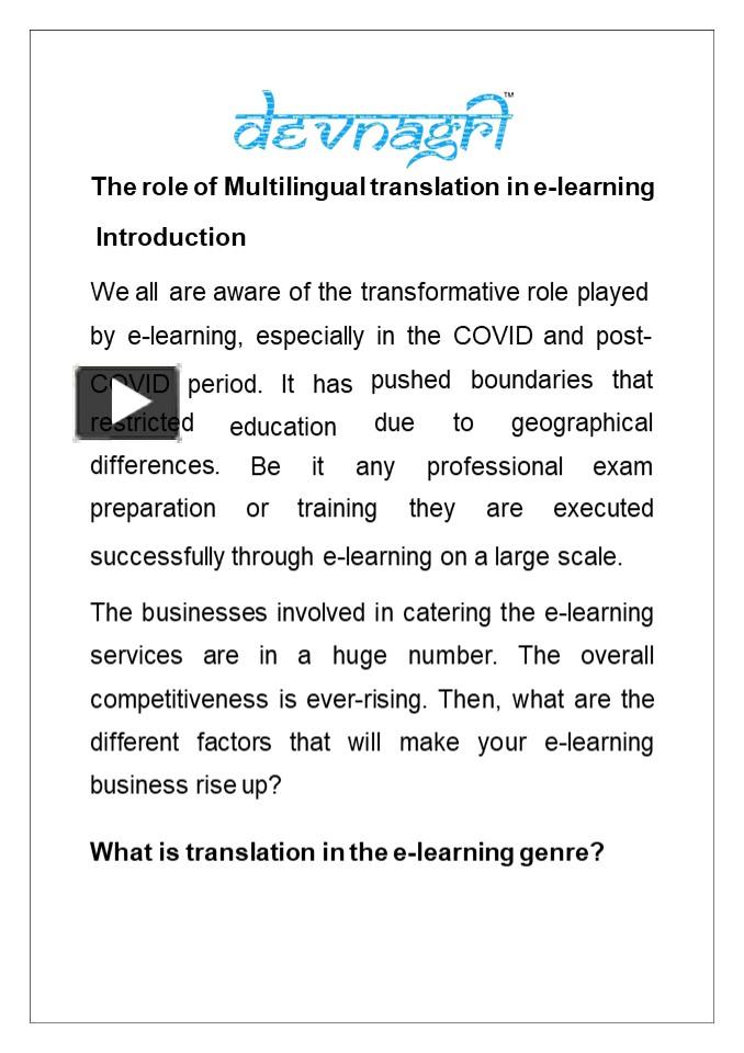 PPT – The Role of Multilingual Translation in eLearning PowerPoint presentation | free to ...