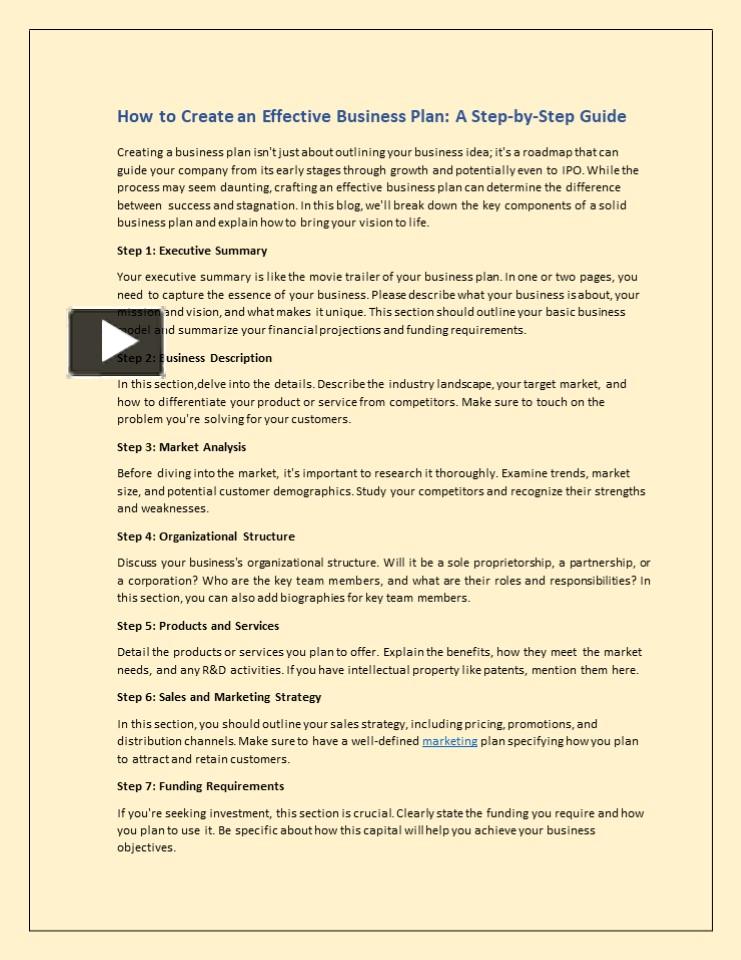 PPT – How to Create an Effective Business Plan: A Step-by-Step Guide ...