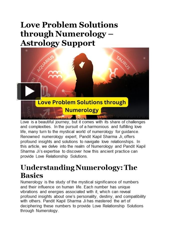 PPT – Love Problem Solutions through Numerology - Astrology Support PowerPoint presentation ...