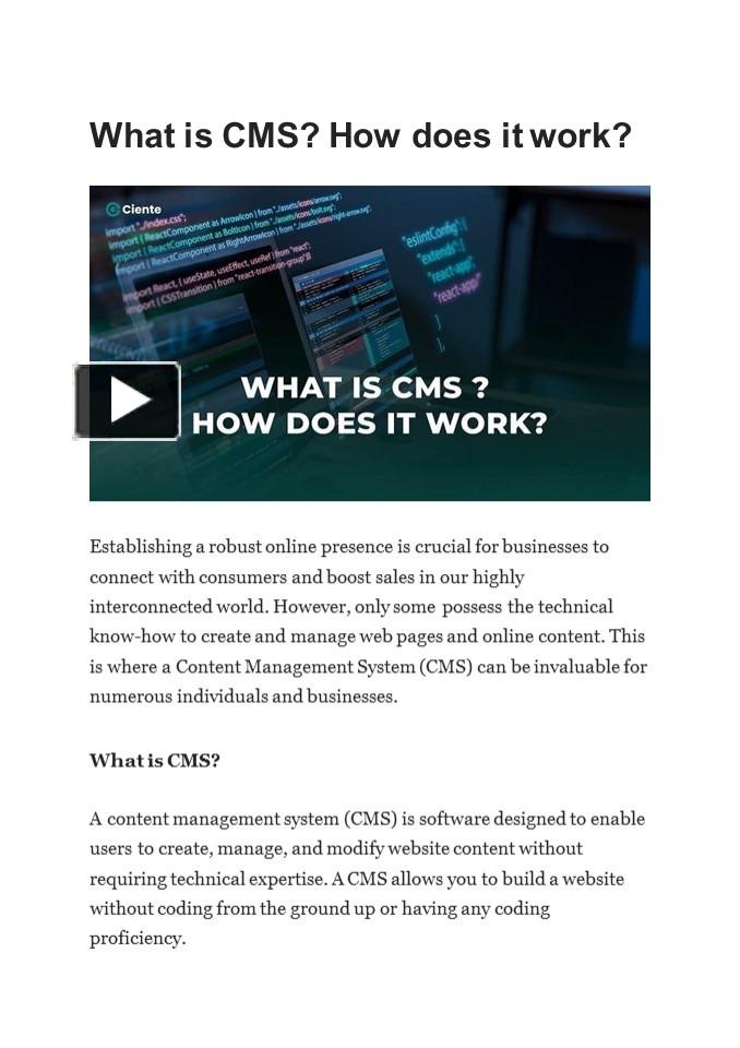 PPT – What is CMS? How does it work? PowerPoint presentation | free to download - id: 97e0d0-ODhiO