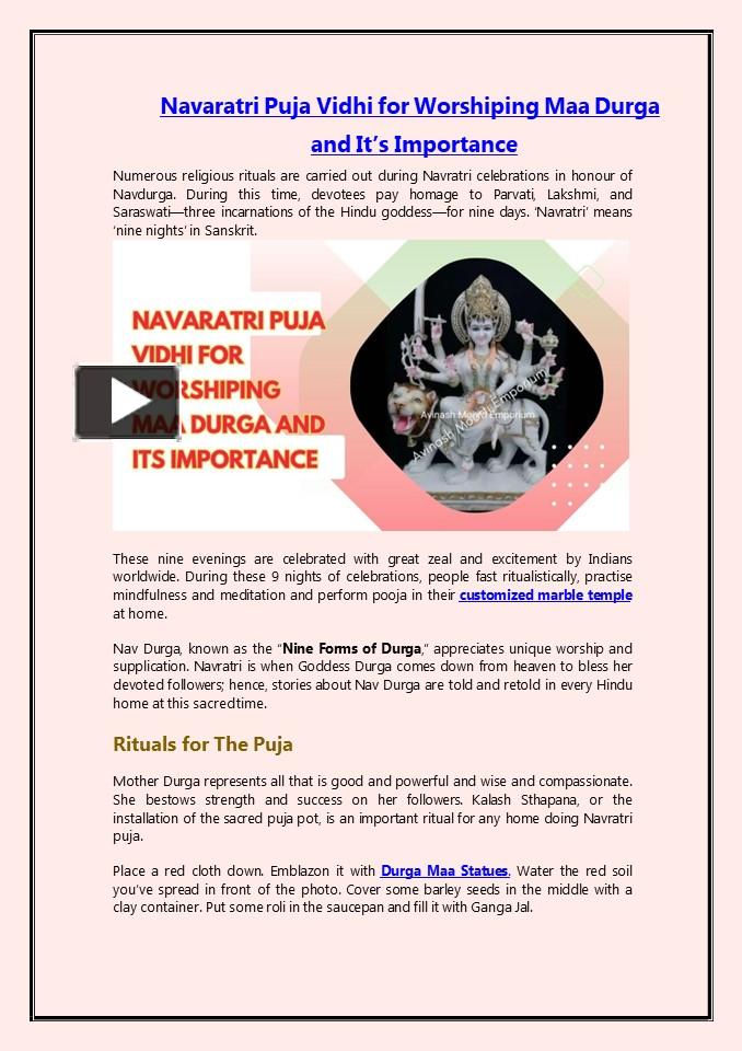 Navaratri Puja Vidhi for Worshiping Maa Durga and It’s Importance presentation | free to download