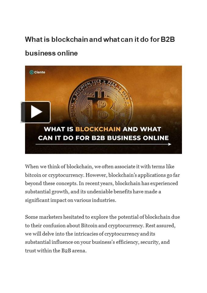 PPT – What is blockchain and what can it do for B2B business online PowerPoint presentation ...