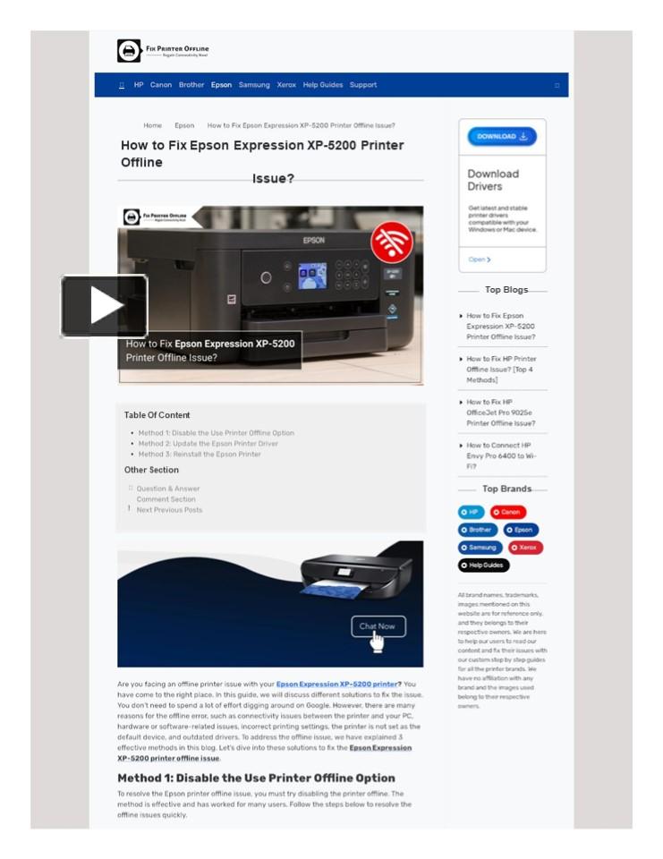 PPT – How to Fix Epson Expression XP-5200 Printer Offline Issue? PowerPoint presentation | free ...