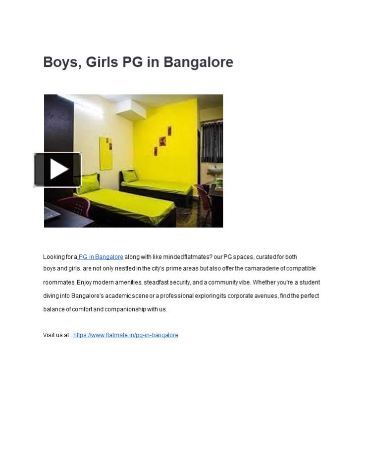 PPT – Boys, Girls PG in Bangalore PowerPoint presentation | free to download - id: 97eabf-MGI0O